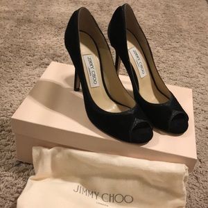 Jimmy Choo | Shoes | Jimmy Choo Black Heels Pumps Peep Toe Size 37 | Poshmark